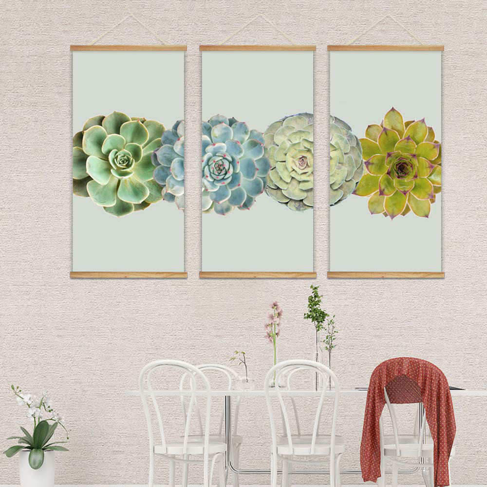 IDEA4WALL Succulent Floral Botanical Hanging Poster with Wood Frames ...