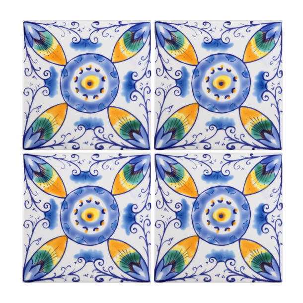 Casablanca Market Mediterranean 4" x 4" Ceramic Carthage Decorative ...