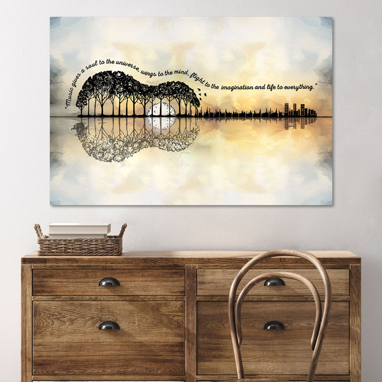 Forest Guitar - Music Gives A Soul, Wings And Life - 1 Piece Rectangle ...