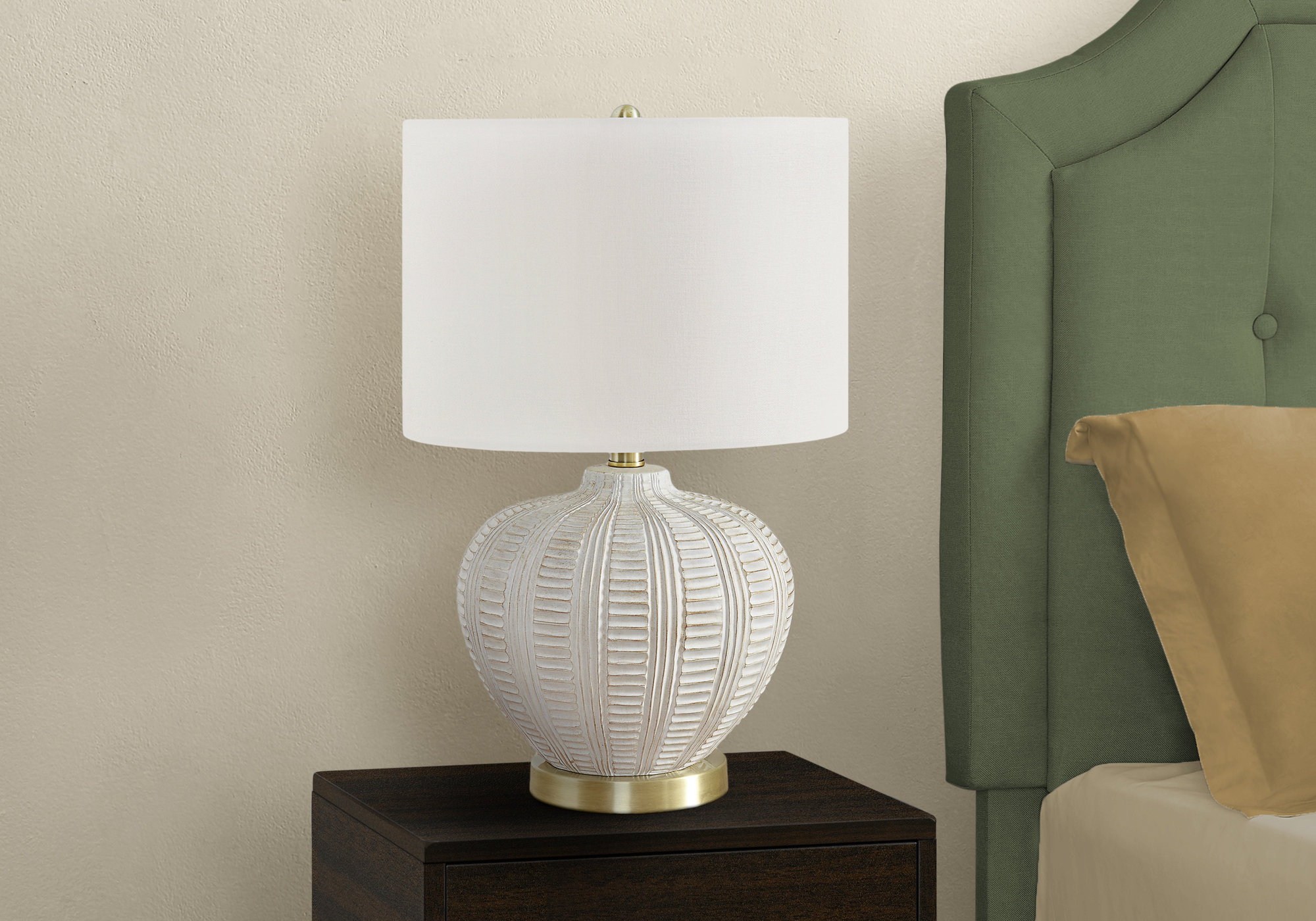 Mercer41 Lighting, 21"H, Table Lamp, Ivory / Cream Shade, Cream Resin ...