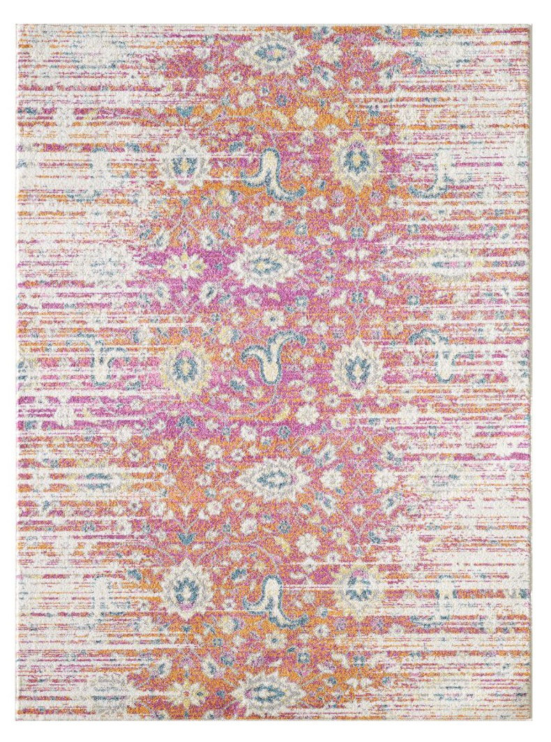 HomeRoots 7' X 12' Ivory Pink and Orange Floral Area Rug | Wayfair