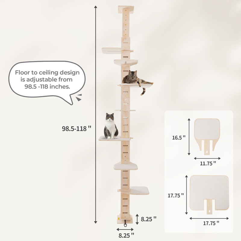 Tucker Murphy Pet™ 114"H Floor-to-Ceiling Cat Tree Tower, Adjustable ...