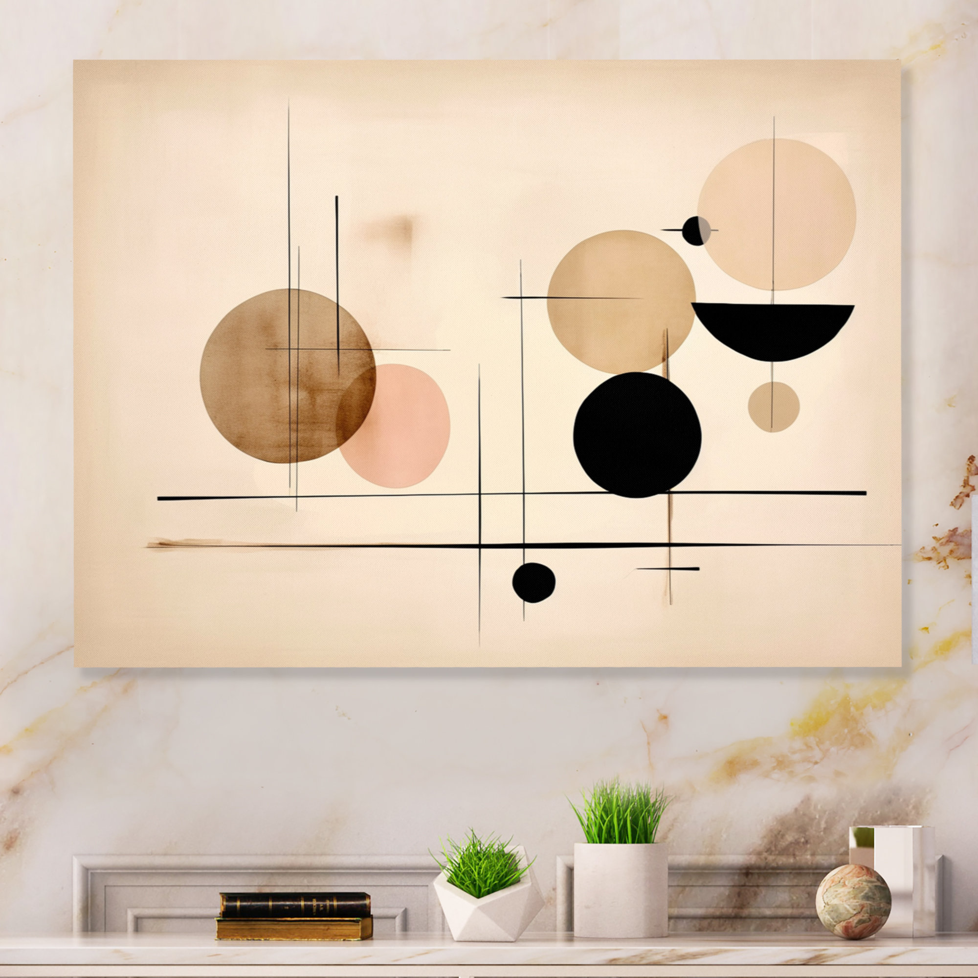 Latitude Run® Beige Geometry In Motion X - Abstract Shapes Metal Wall ...