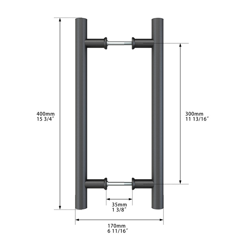 JUBEST 16 in. Steel Barn Door Hardware Modern Double Sided Round Pull ...
