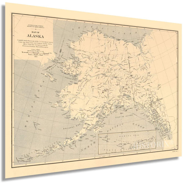 HISTORIC PRINTS HISTORIX Vintage 1909 Alaska State Map - 24X36 Inch ...