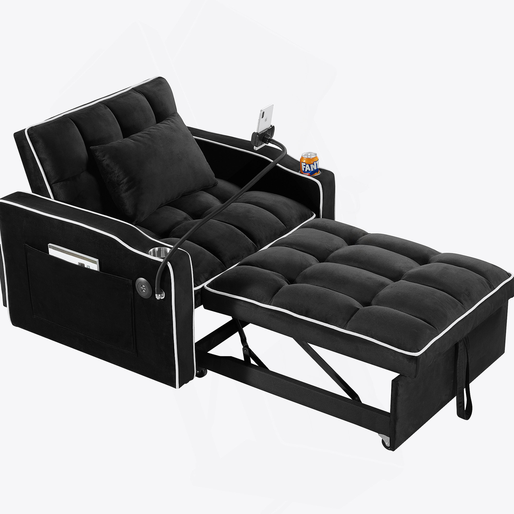 Latitude Run® Convertible Sleeper Chair Sofa Bed Adjustable Pull Out ...