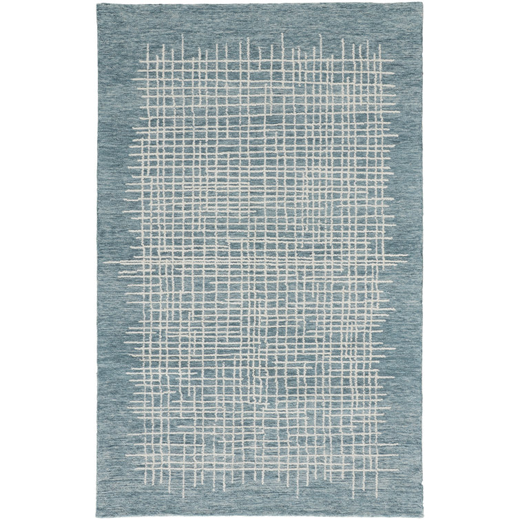 17 Stories Norvan Handmade Hand Tufted Wool Blue/Green/Ivory Rug | Wayfair