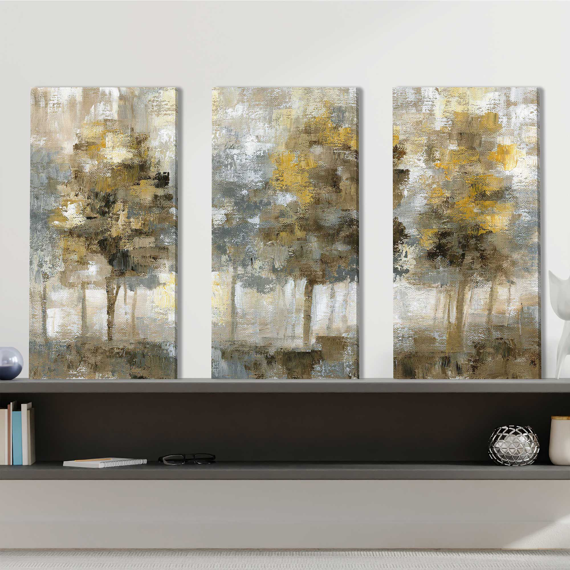 Loon Peak Linen Trees - 3 Piece Wrapped Canvas Print - Wayfair Canada