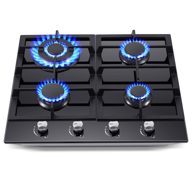 SNDOAS 22" Black 4 Burner Cooktop with Dual Size Power Burner | Wayfair