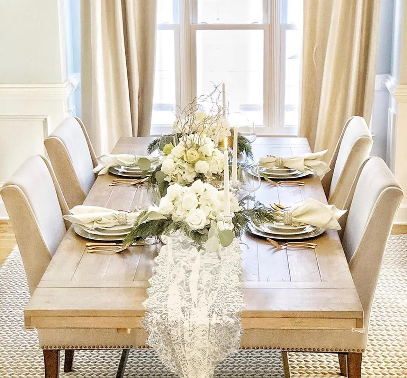 Red Barrel Studio® 10 Pcs White Lace Table Runner 14 X 120 Inch ...