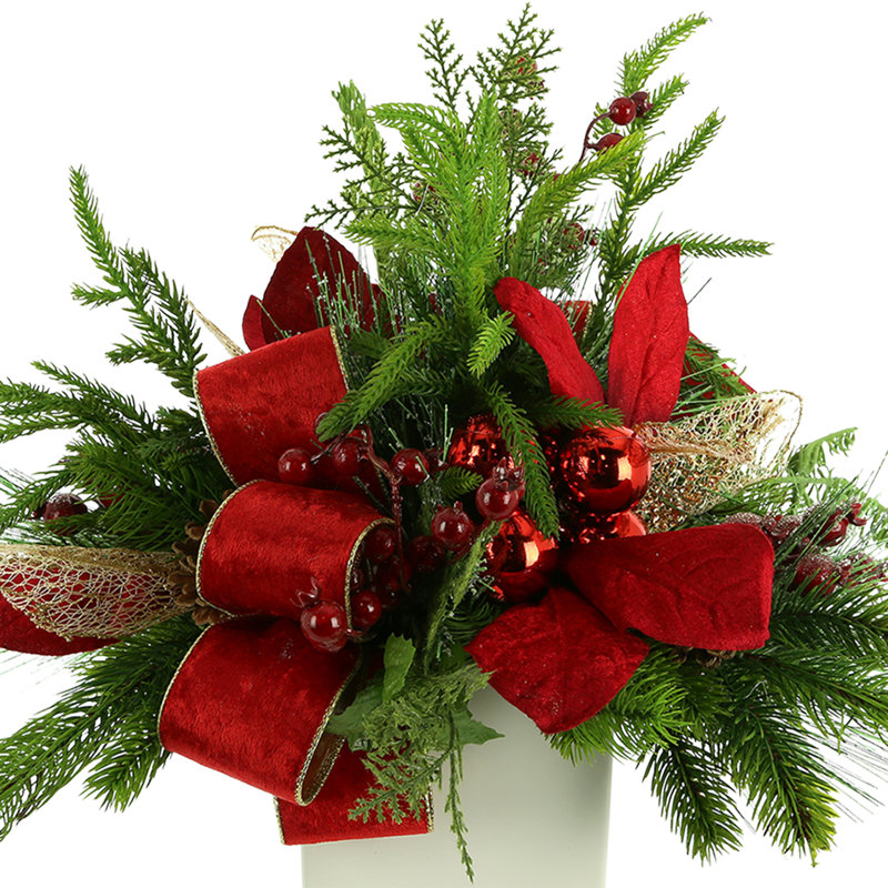 Creative Displays, Inc. Evergreen Holiday Arrangement With Ornaments ...