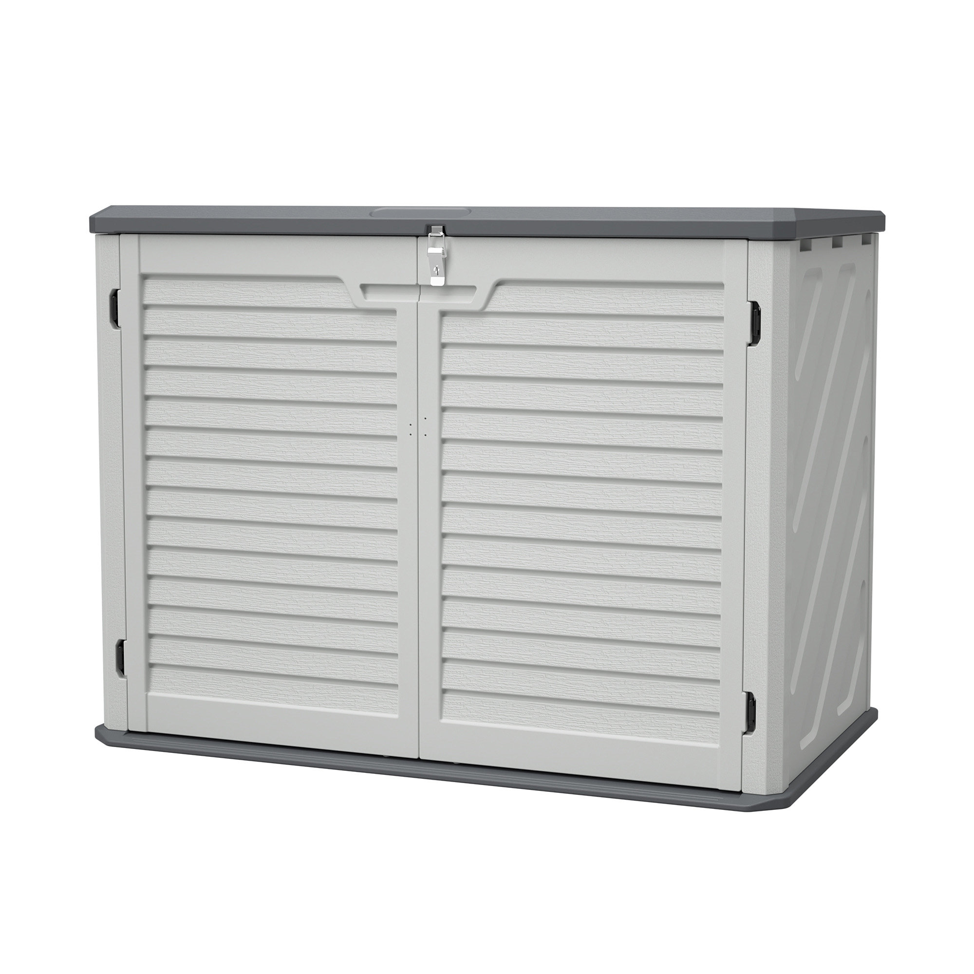 LOONGFIELD Horizontal Storage Shed With Removable Shelf, Large Lockable ...