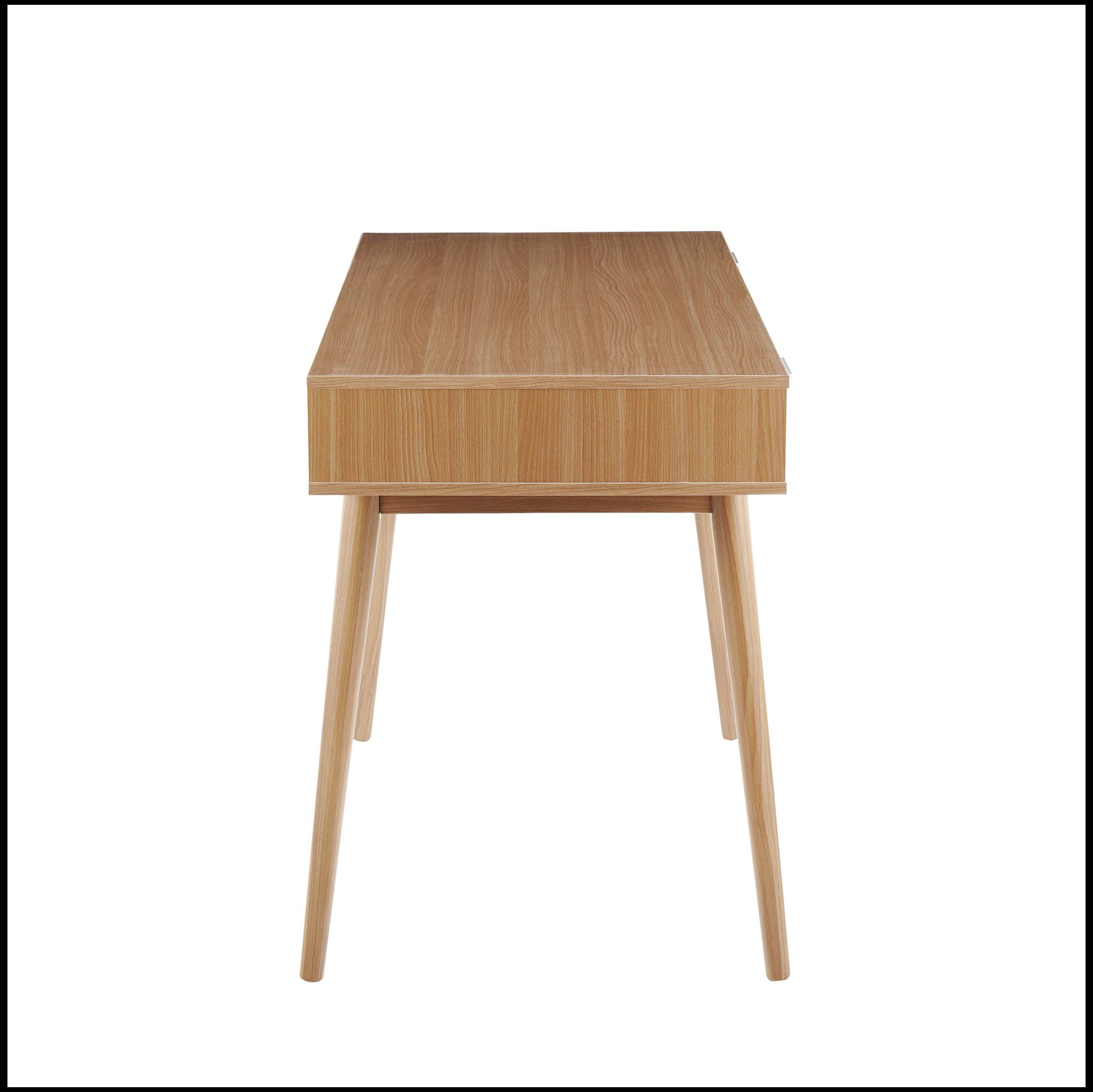 Ivy Bronx Pebble Contemporary Double Desk In Natural Wood With White ...