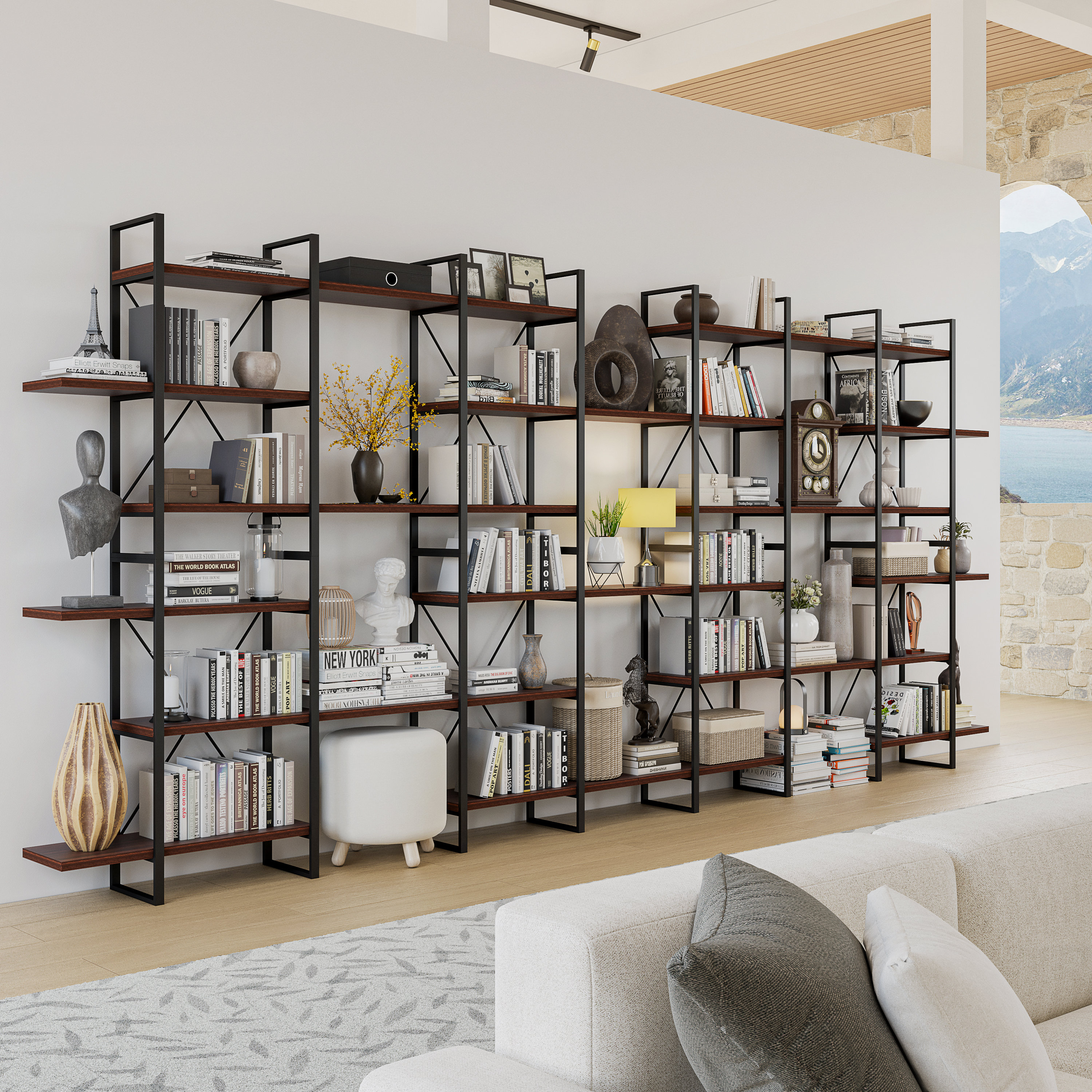 17 Stories Dark Walnut Colour Display Etagere Bookcase - Wayfair Canada