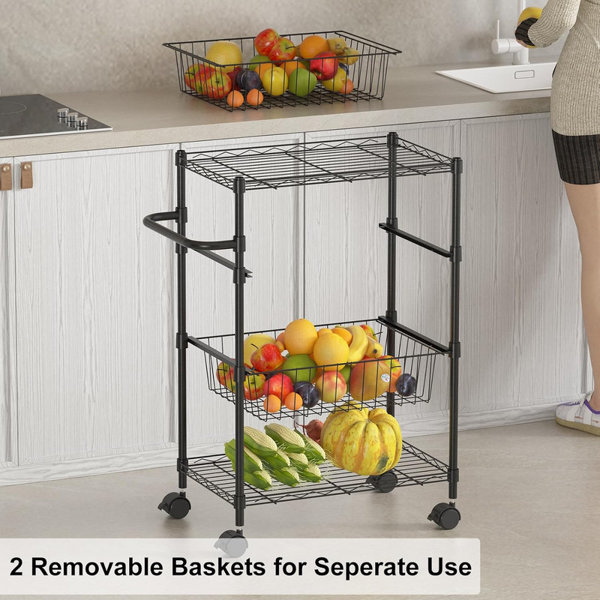 Mint Pantry® Carmen 4 Tier Rolling Carts, Metal Wire Utility Cart with ...