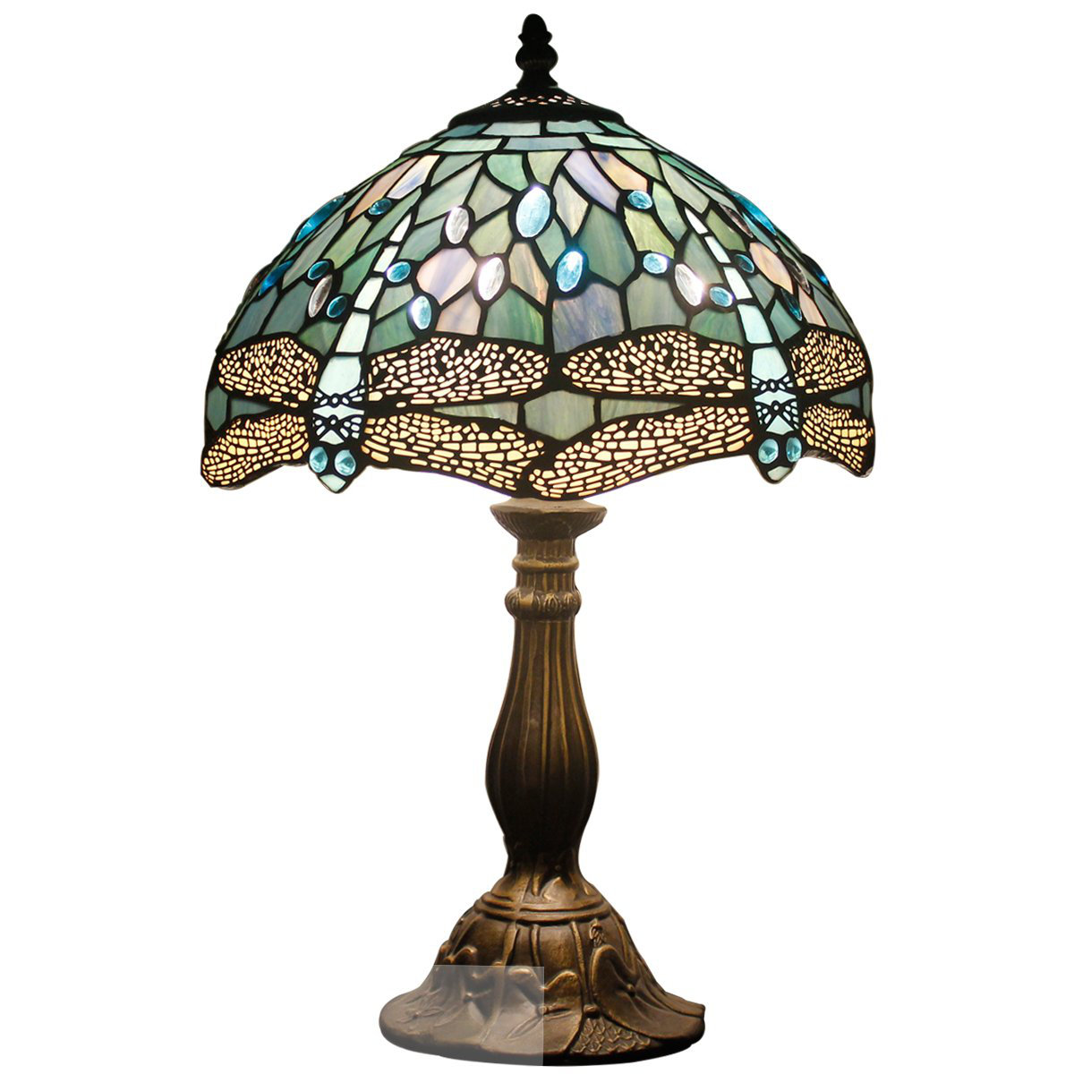 Bloomsbury Market Tiffany Lamp Sea Blue Stained Glass Aldreda 12X12X18 ...