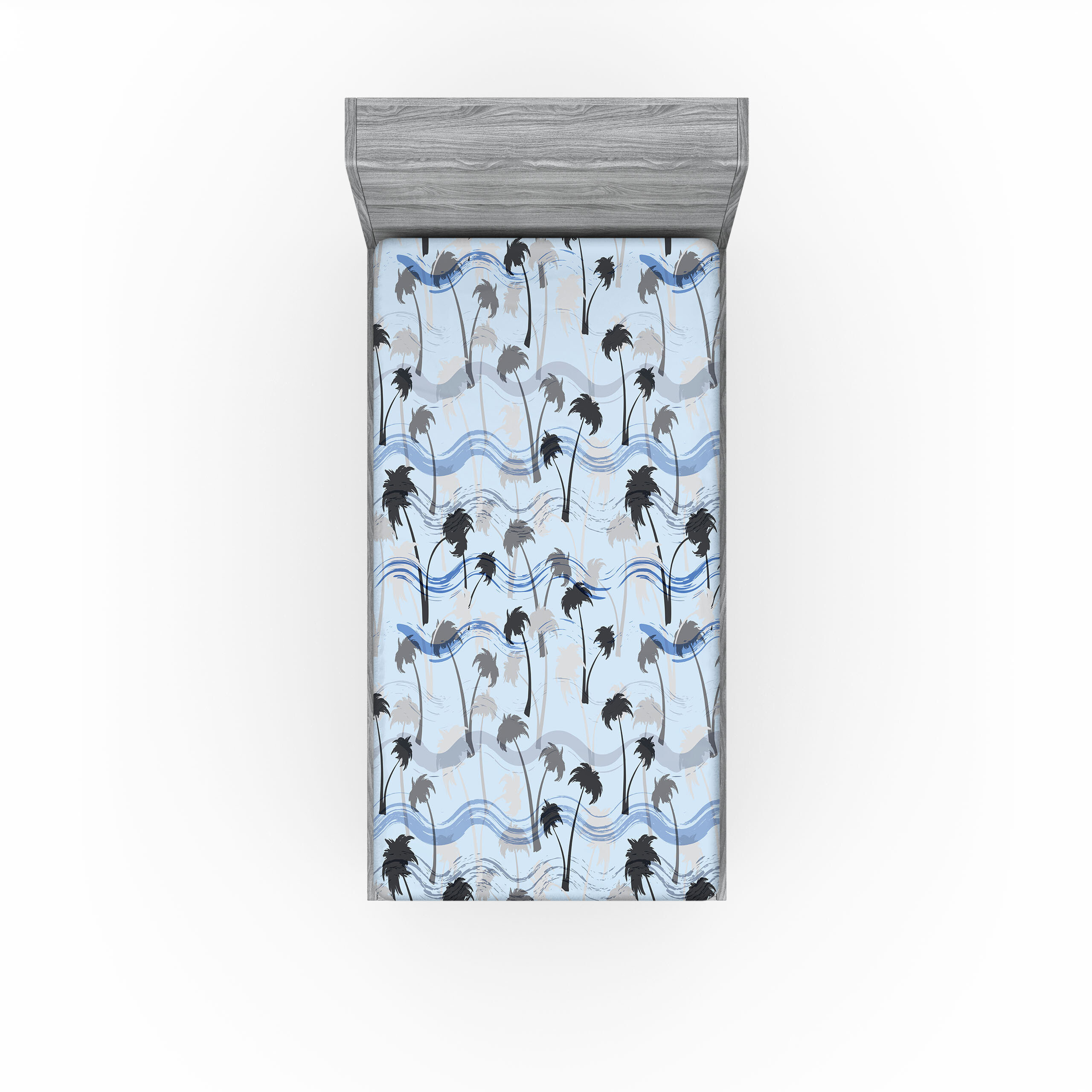 Ambesonne Palm Trees Fitted Sheet Aloha Vibes Tropical Pale Blue ...