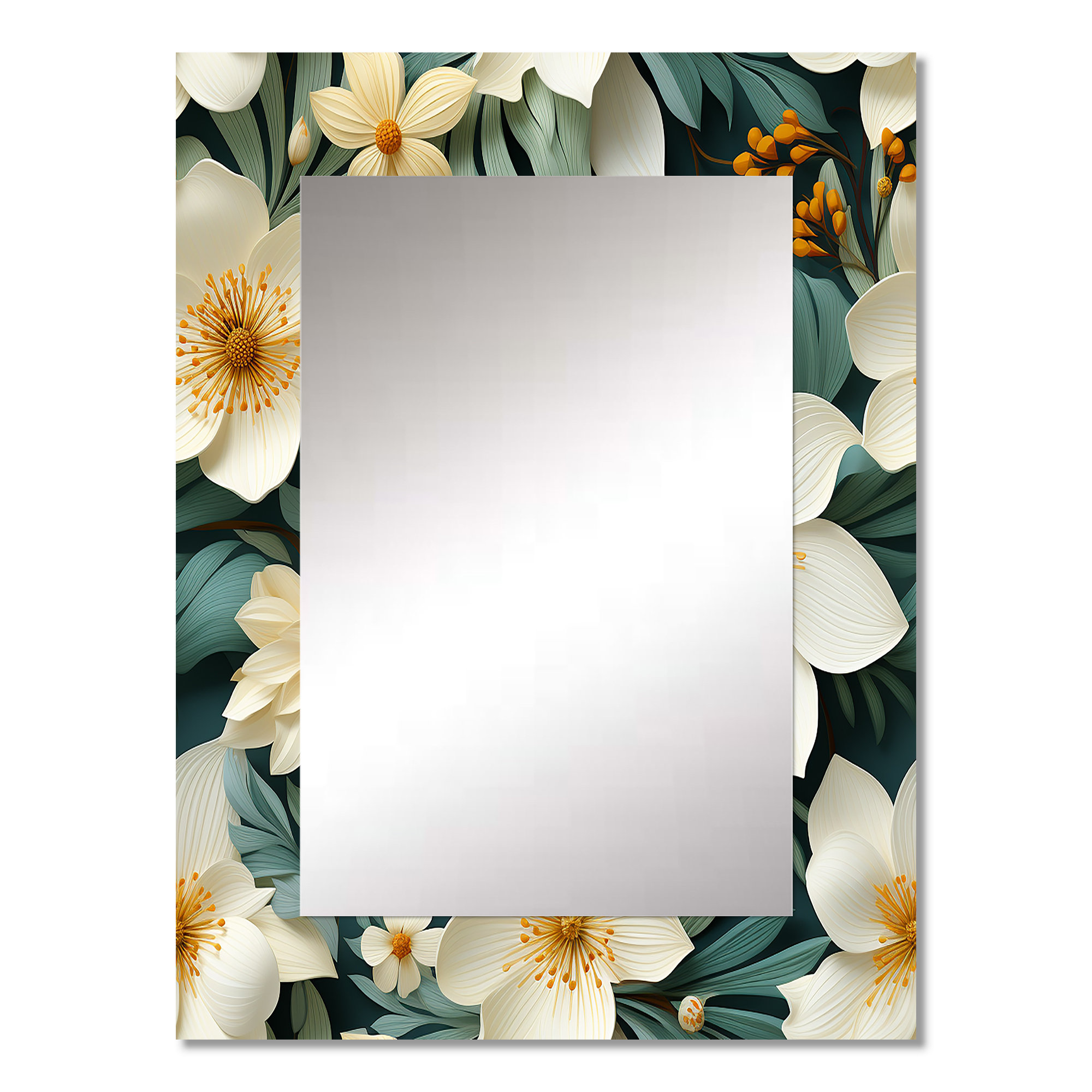 Dakota Fields Pinson White Green Elegance Botanical Pattern - Floral ...