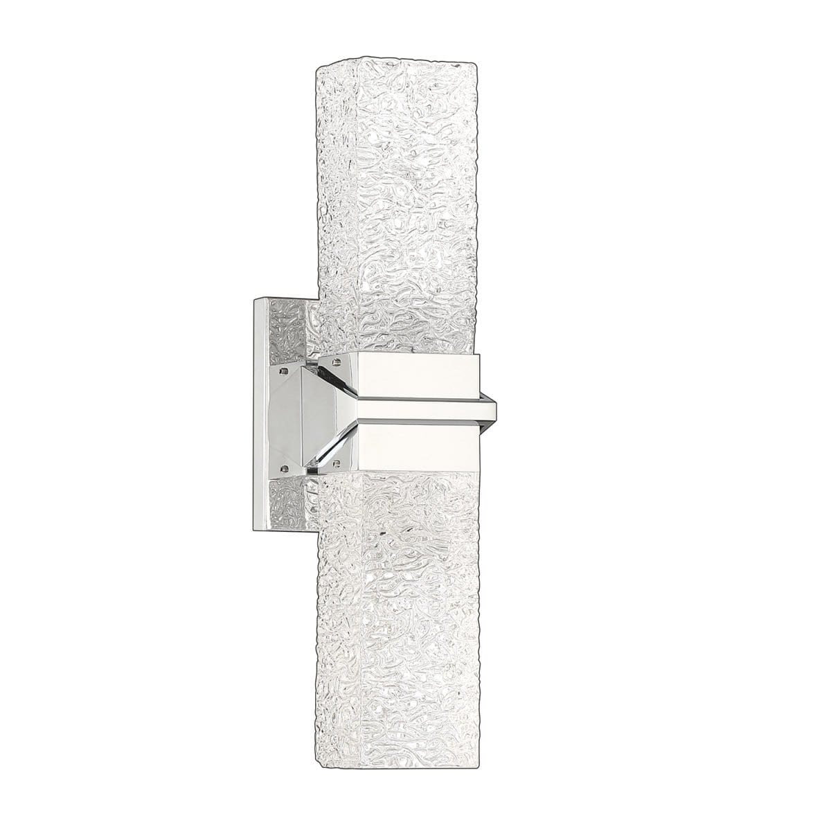 Orren Ellis Chrome LED Vanity Light with Water Grain Glass Shade ...