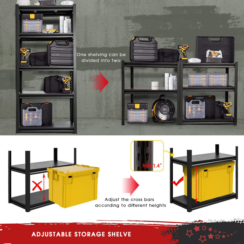 Rebrilliant Labryan 5-Tier Adjustable Metal Shelving Unit, Heavy Duty ...