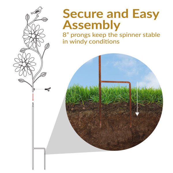 Arlmont & Co. Metallic Twirling Twigs - 48" Powder-Coated Iron Wind ...