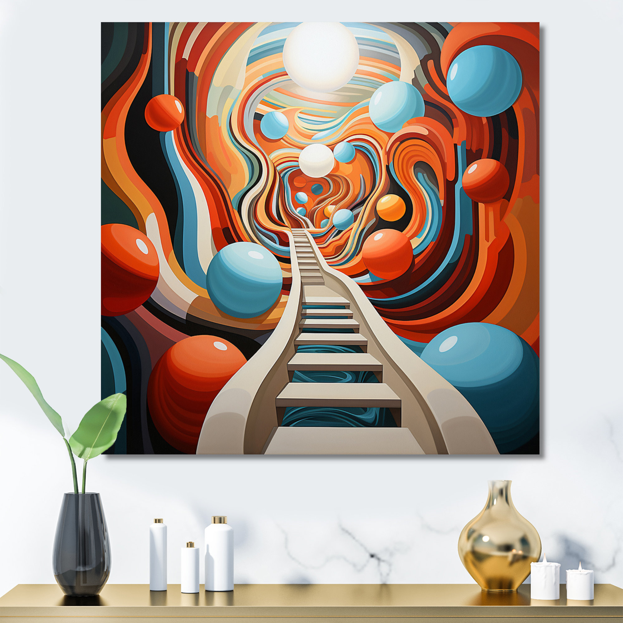 Design Art Colourful Op Art Surrealism III - Abstract Canvas Art Print ...