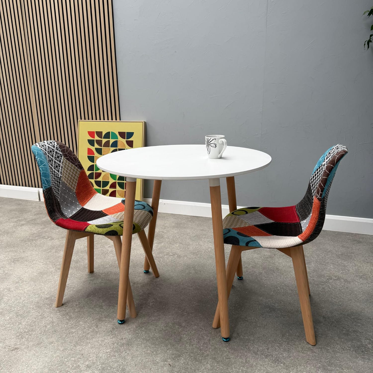PN Home Halo Patchwork Dining Set - A Round Dining Table And ...