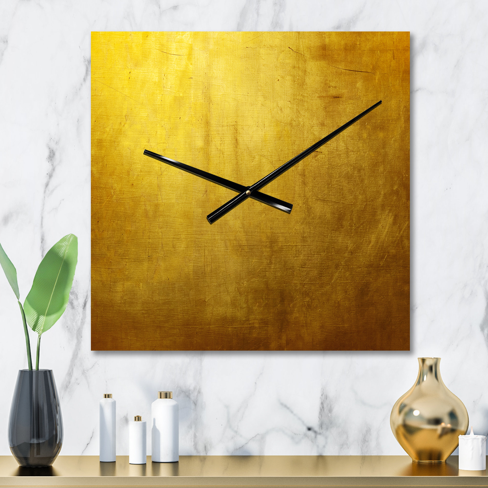 East Urban Home Gold Texture - Modern Wall Clock | Wayfair