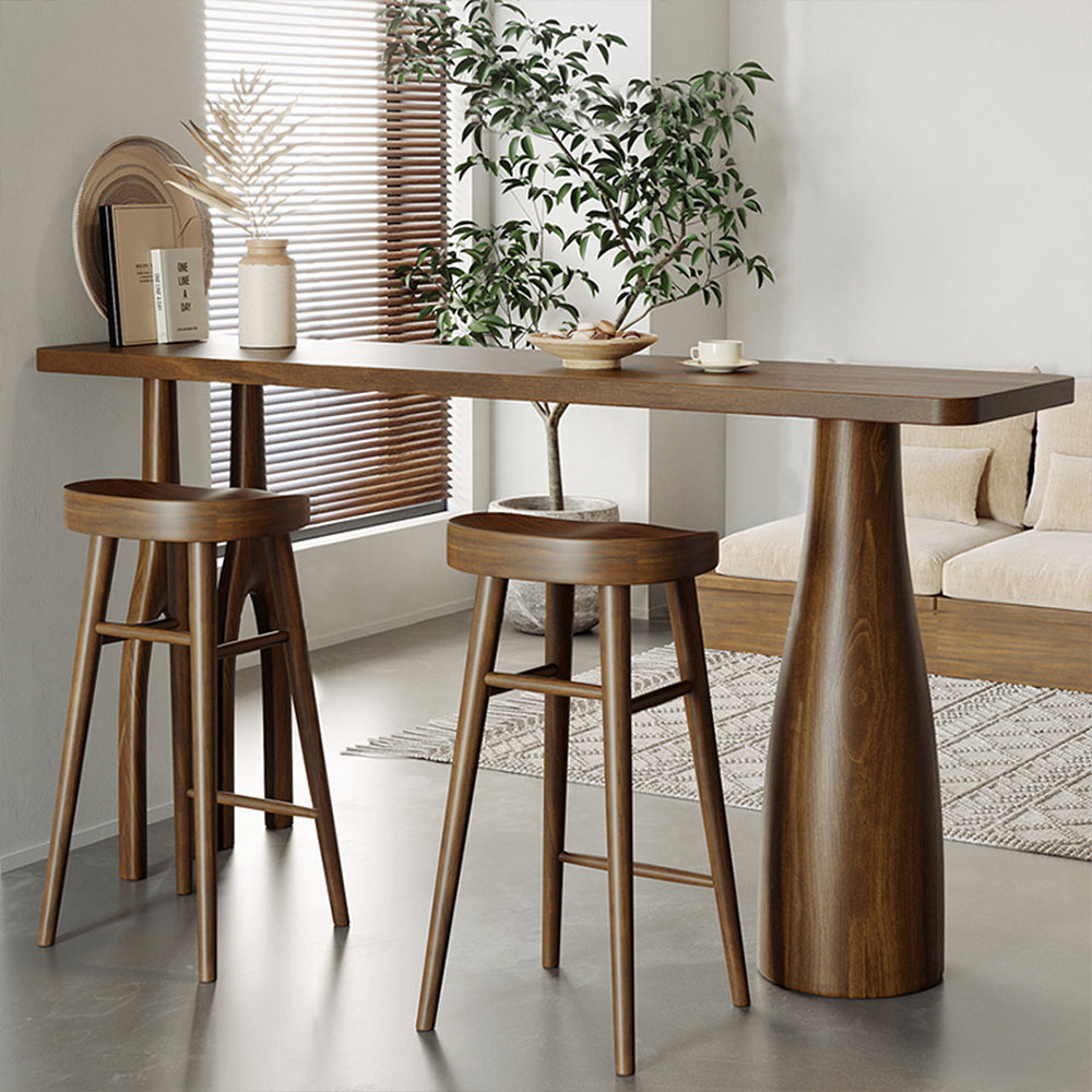 Corrigan Studio® 2-Person Nut-brown Rectangular Solid Wood Bar Table Sets | Wayfair