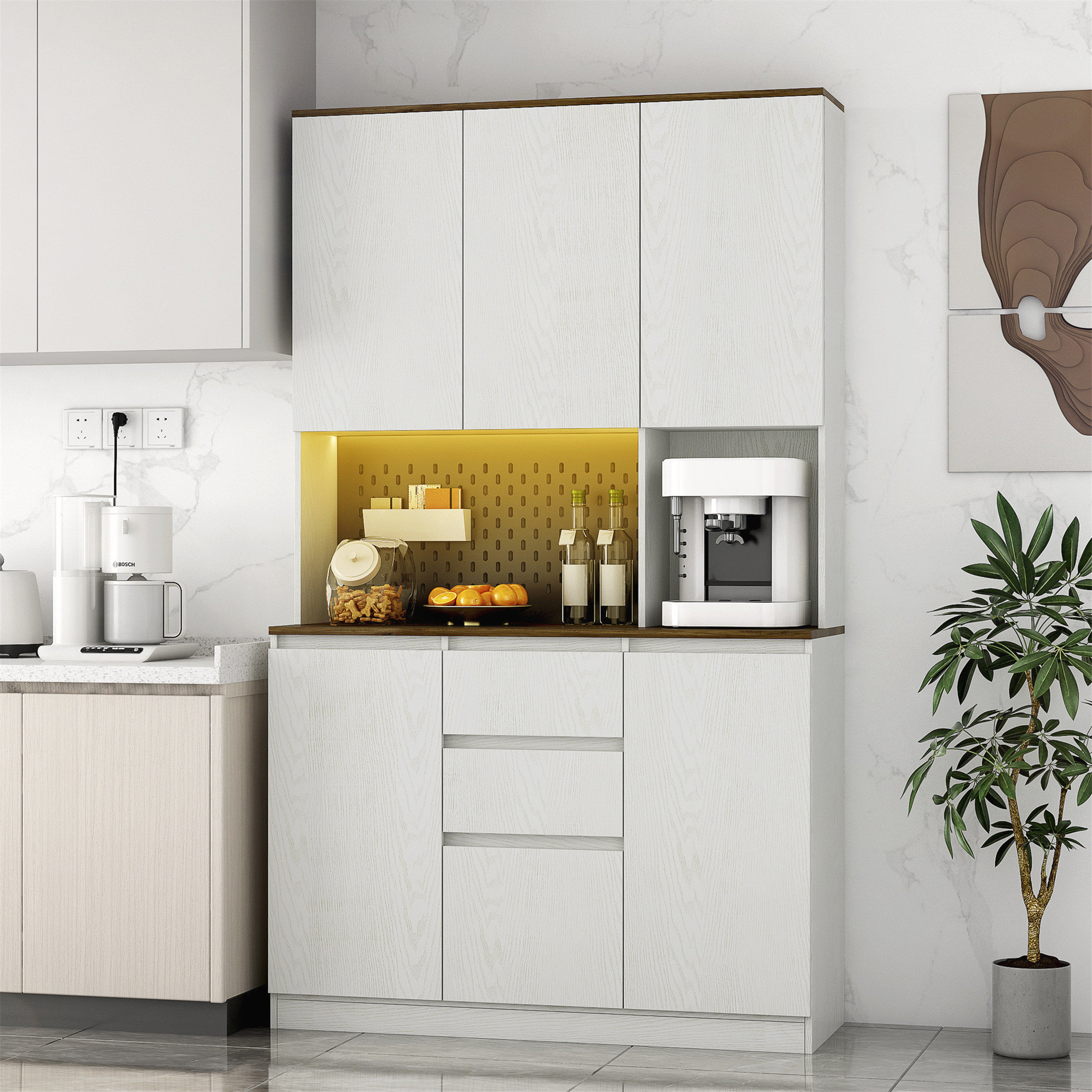 Mercer41 Versatile Kitchen Pantry Cabinet with Advanced Functions and ...