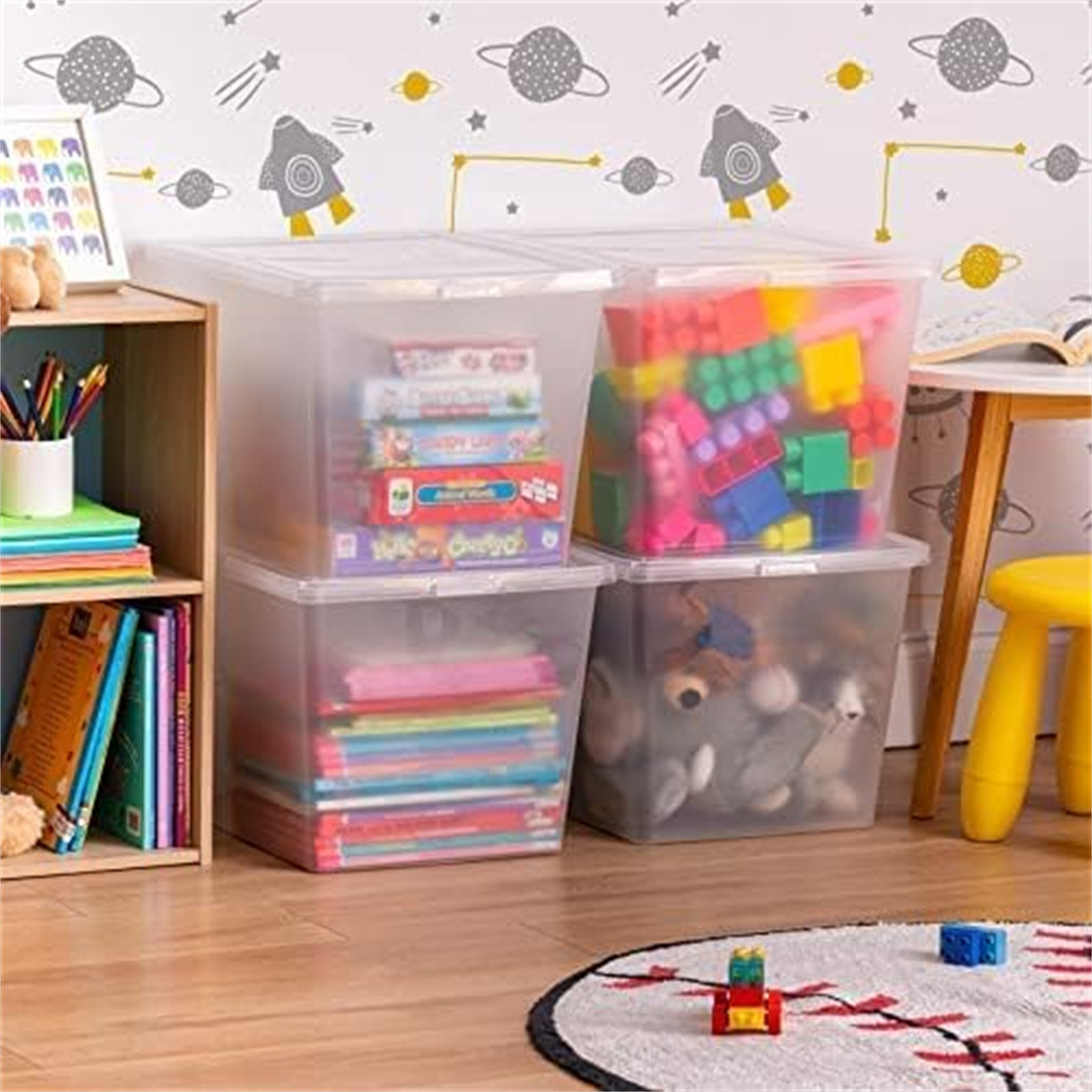 Rebrilliant 36 Qt Clear Storage Box, BPA-Free Plastic Stackable Bin ...