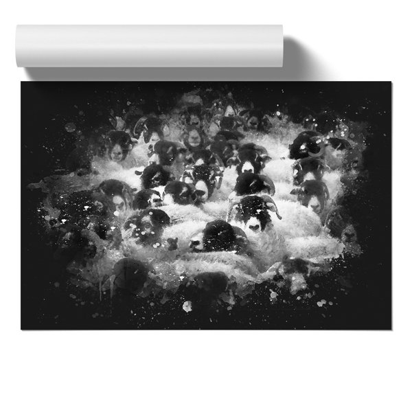 East Urban Home Flock Of Sheep Vol.2 Paint Splash - No Frame Graphic ...
