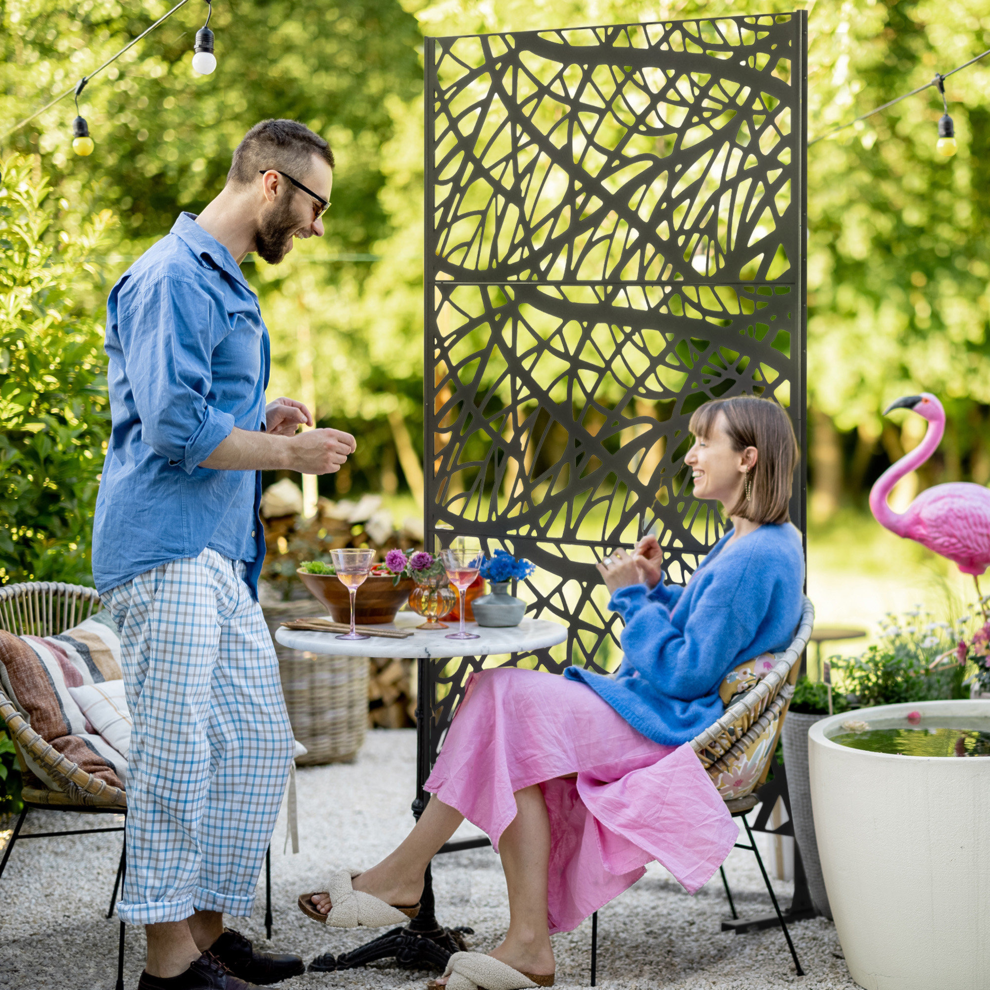 Orren Ellis Outsunny Decorative Outdoor Privacy Screen, See-Through ...