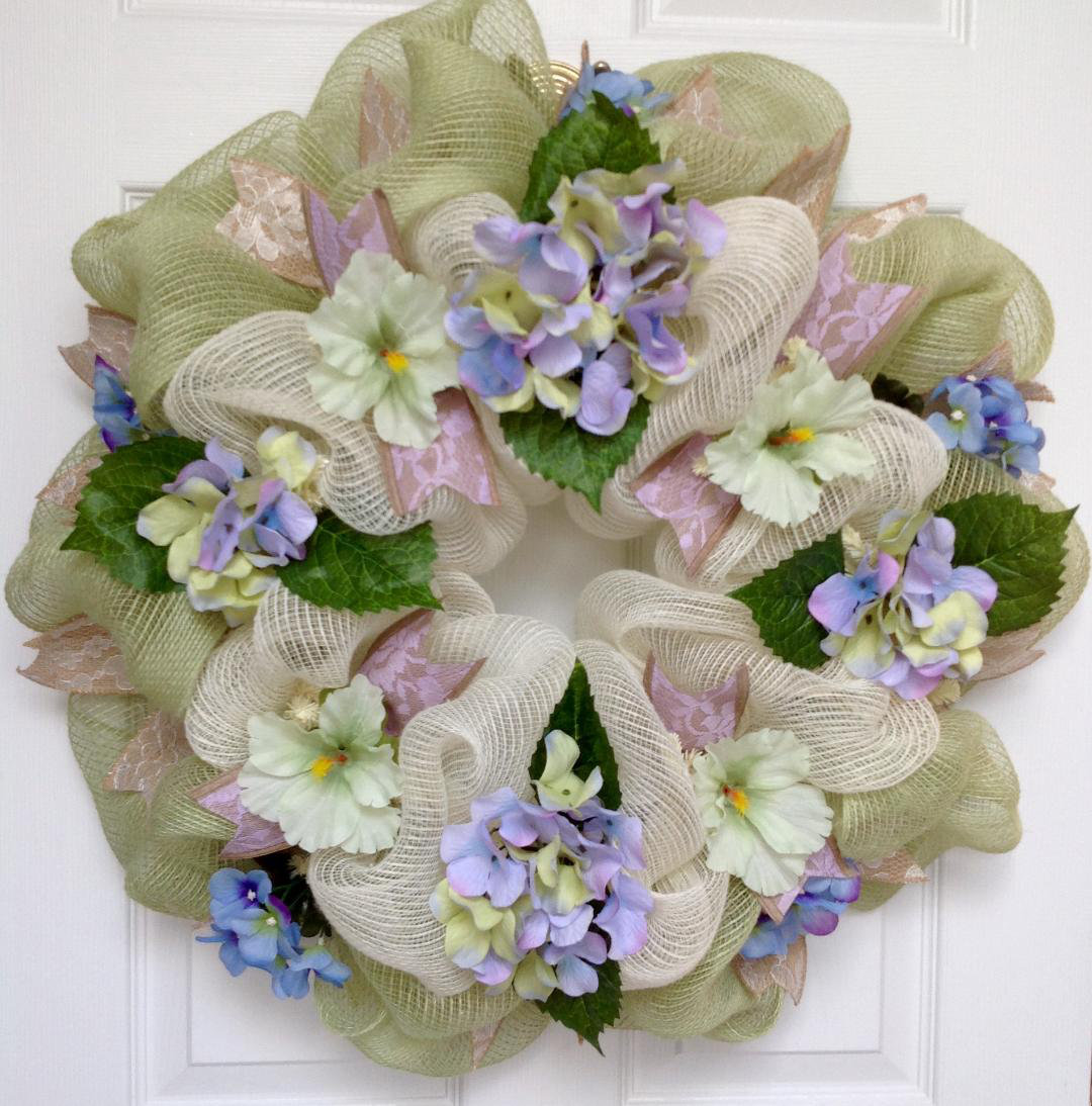 One Allium Way® Spring Wreath Lavender and Lace Mint Floral | Wayfair