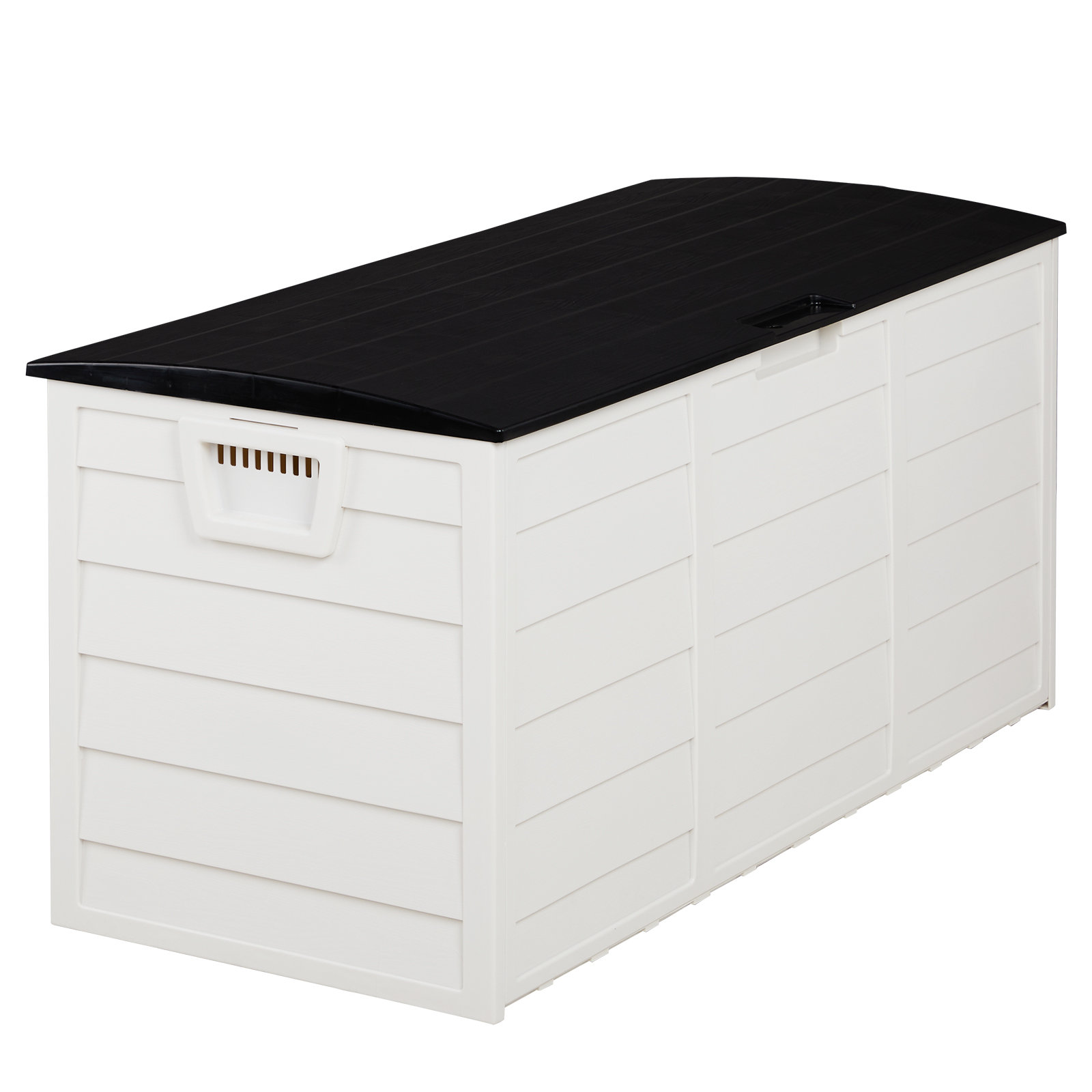 EvoNet 280l Black&white Outdoor Garden Storage Deck Box - Lockable Seat ...