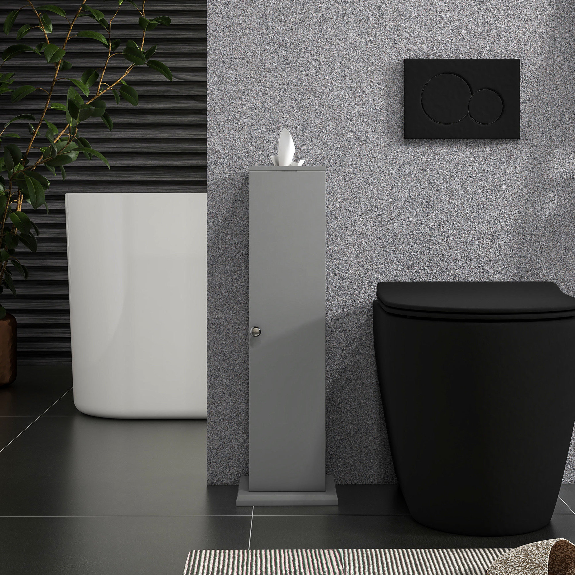 Ebern Designs Toilet Paper Cabinet, Gray Bathroom Corner Unit With ...