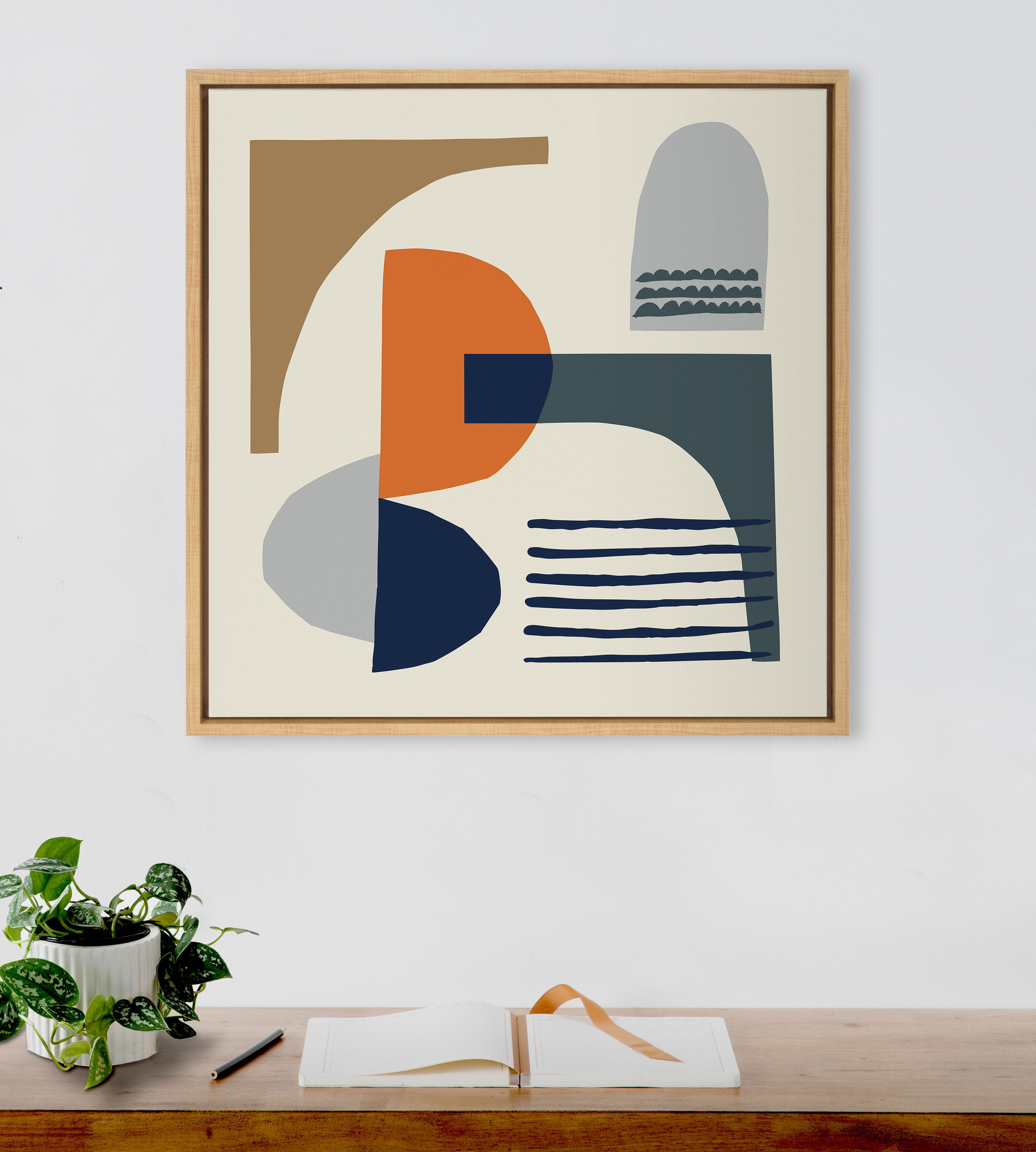 Beachcrest Home Shalyce Abstract Mid Century Framed Canvas By Rachel ...