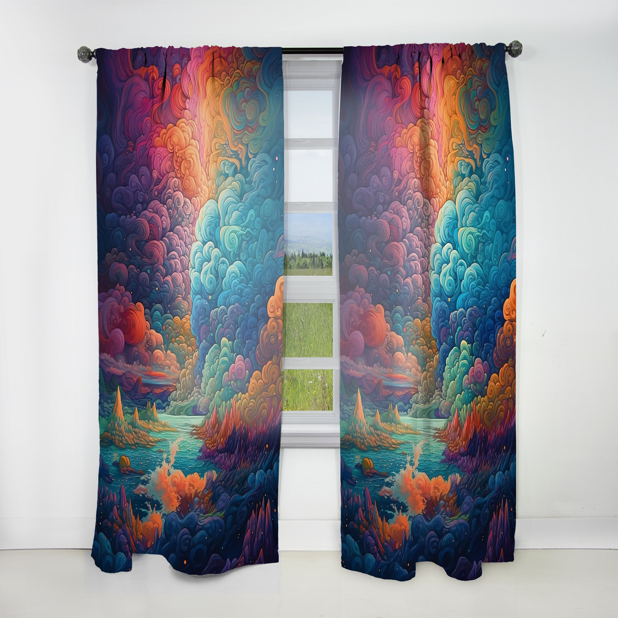 East Urban Home Combes - Rainbow Colored Waves In The Sky IV ...