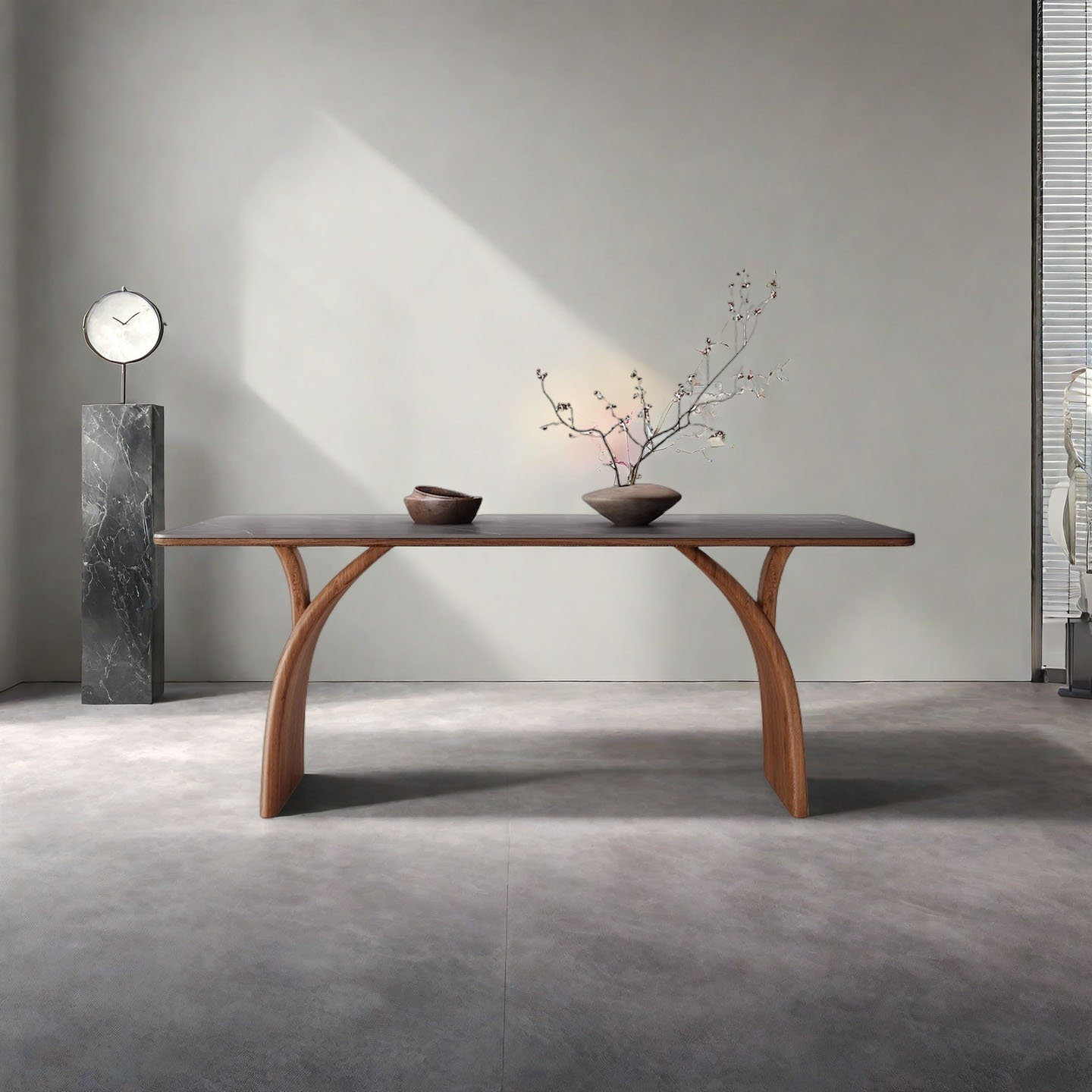 Orren Ellis Modern Retro Rock-Panel Dining Table | Wayfair