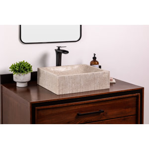 Laguna Marble Natural Stone Vessel Bathroom Sink Rectangular Fluted ...