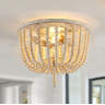 Mistana™ Edelen 2 - Light Wood Beads Farmhouse Dimmable 12.6" Flush ...