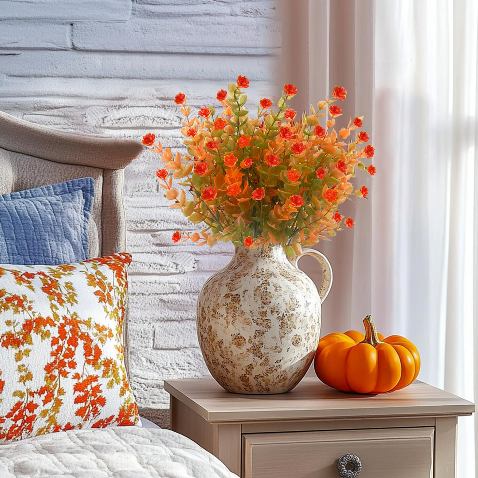 Primrue 12 Bundles Fall Artificial Flowers Outdoor UV Resistant ...