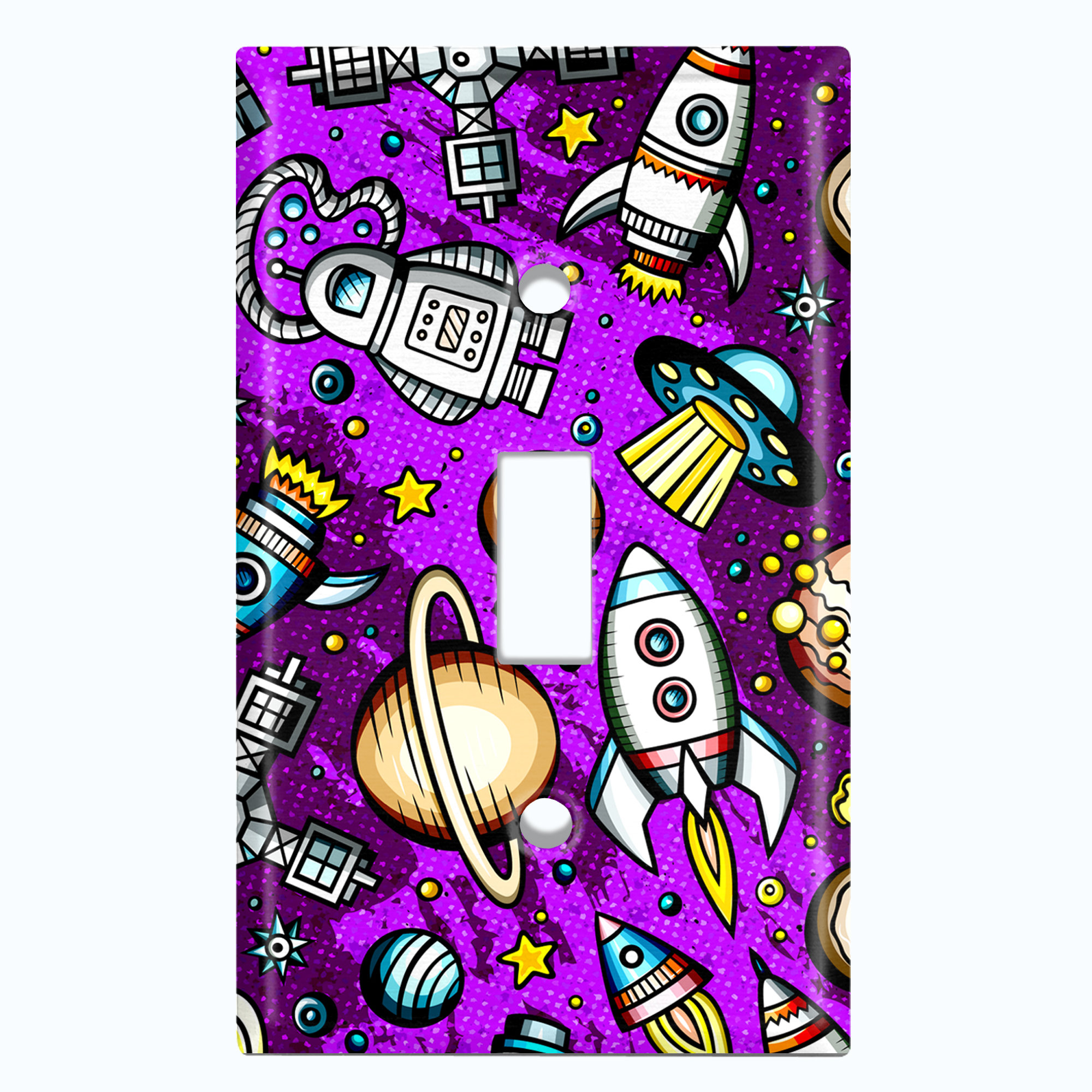 WorldAcc Metal Light Switch Plate Outlet Cover (Rocket Ship Space ...
