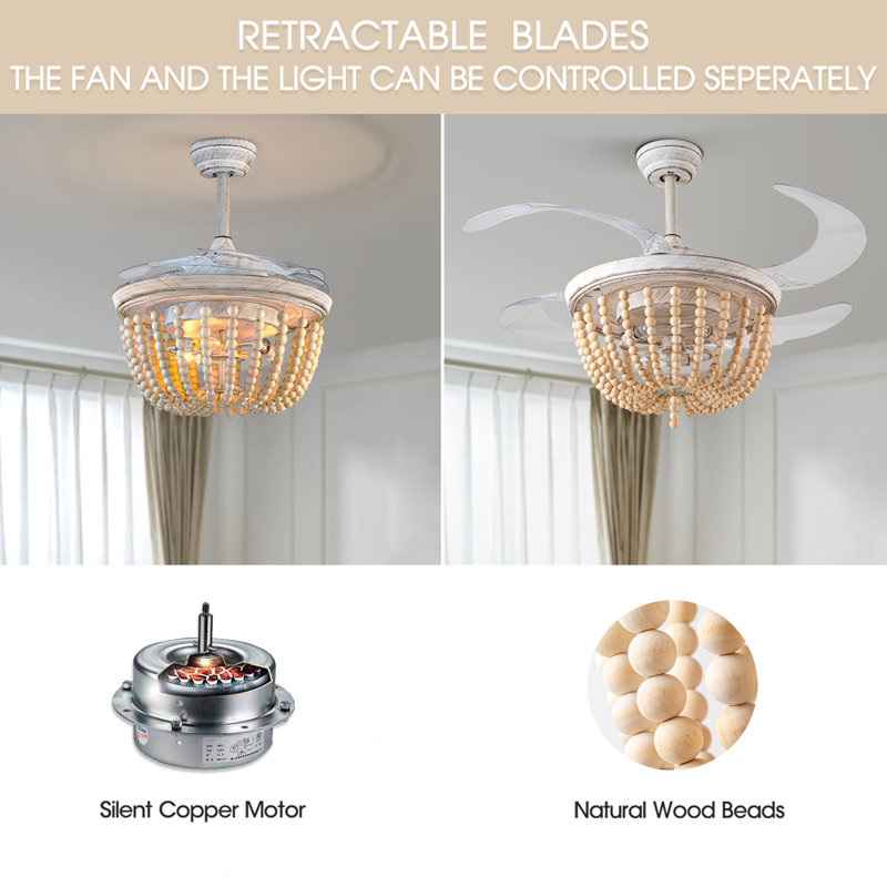 Dakota Fields Callandra 48 inch Farmhouse Boho Retractable Ceiling Fan ...