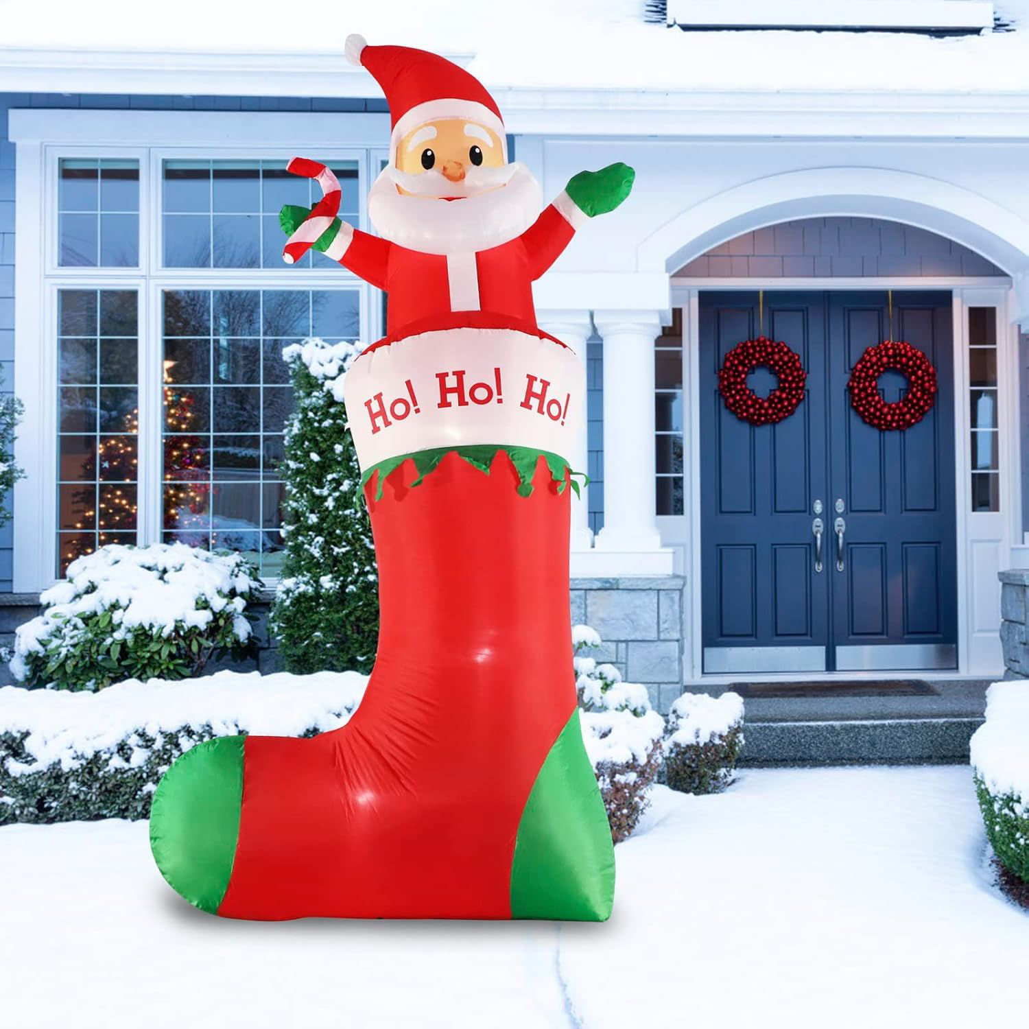 The Holiday Aisle® Christmas Inflatable, SHDEJTG 10Ft Inflatable Santa ...