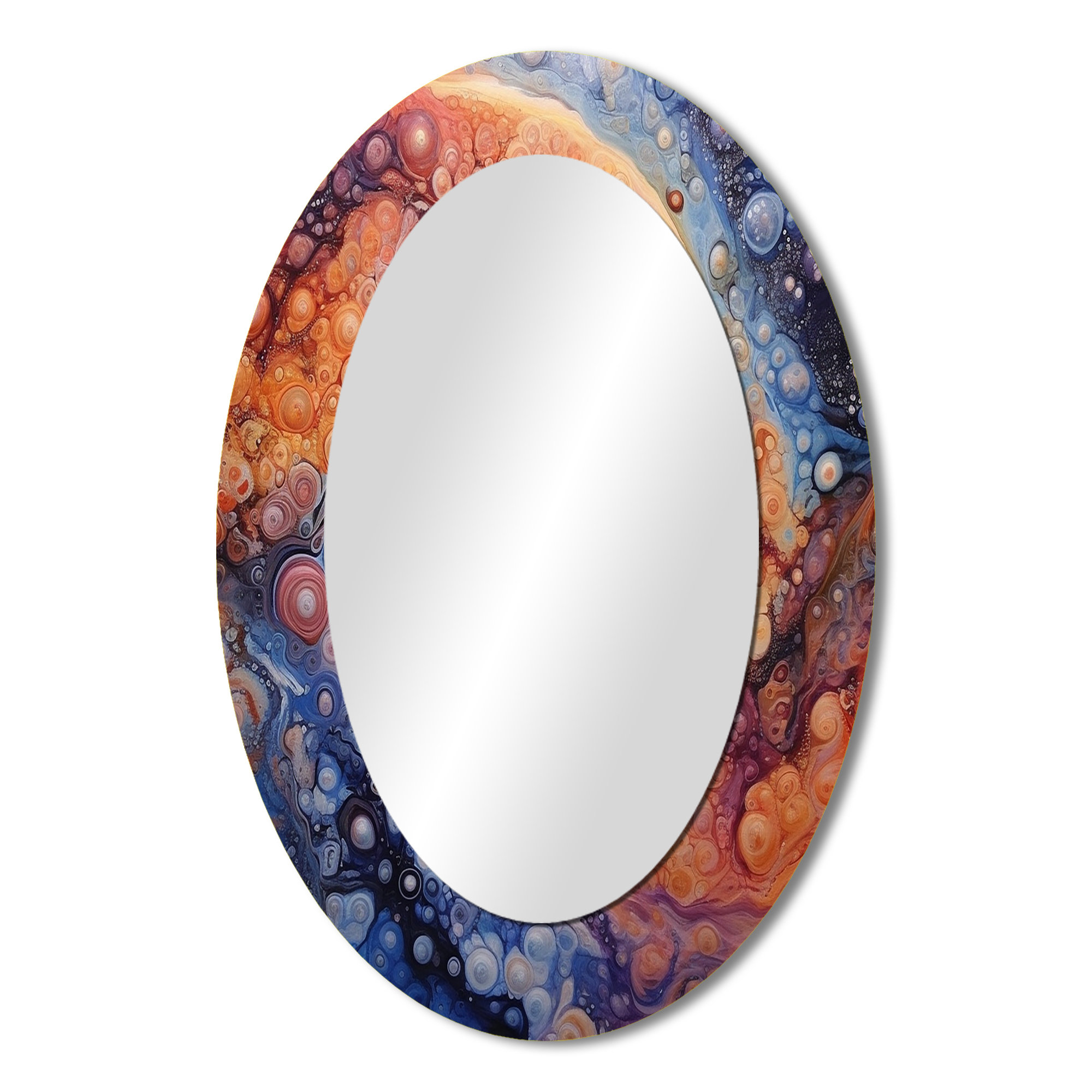 Ivy Bronx Yellow Orange Galactic Universe - Modern Oval Wall Mirror ...