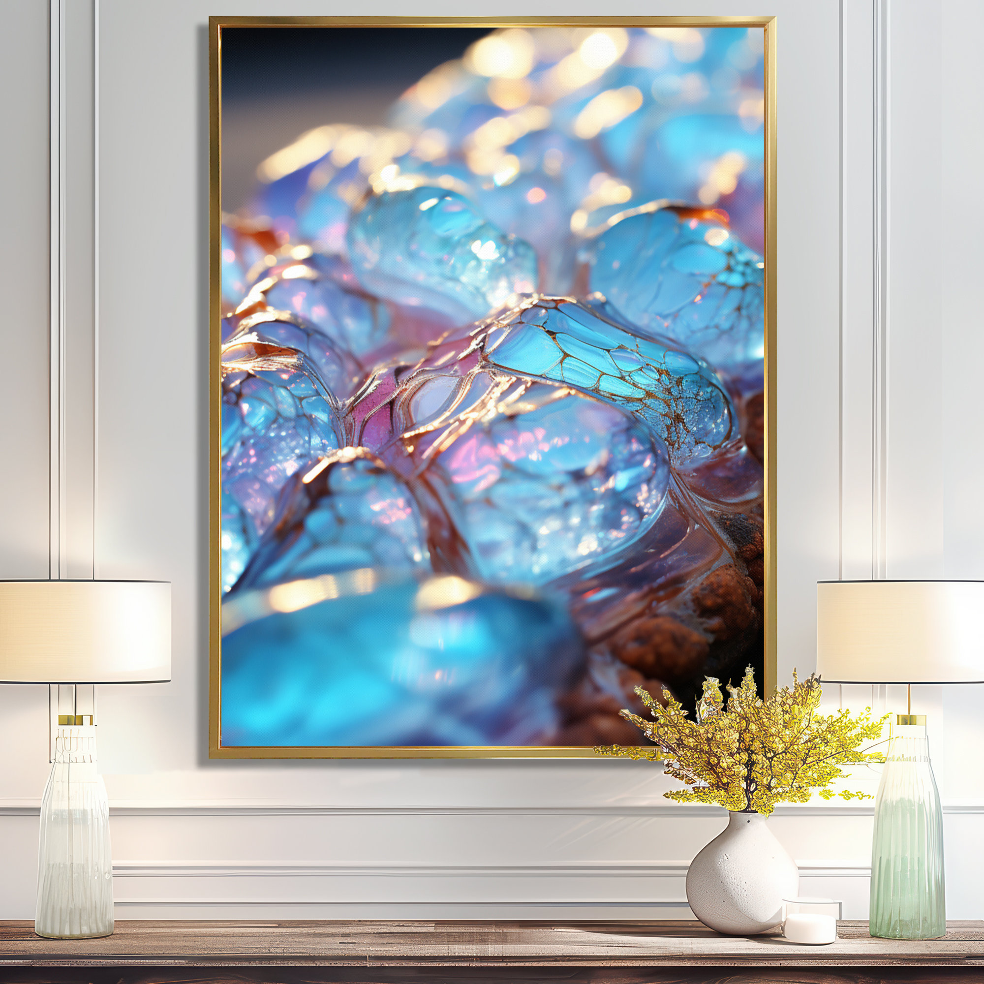 Wrought Studio™ Turquoise Crystal Structure - Abstract Wall Art Print ...