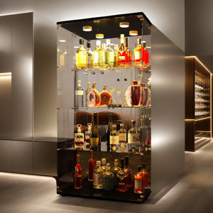 Wrought Studio™ Glass Display Cabinet With LED Light And Lock, 4 ...