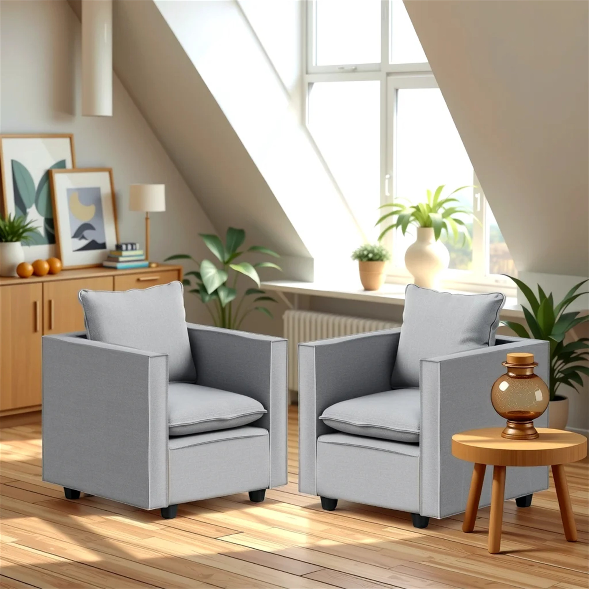 Ebern Designs Comfortable Single Sofa Chair Set Of 2 | Wayfair