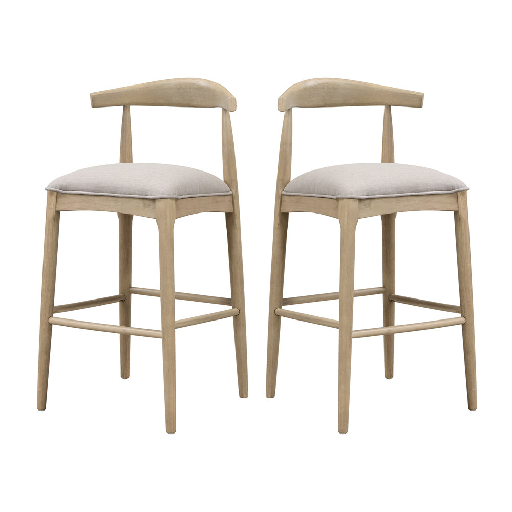 George Oliver BAR STOOL IN PEBBLE FABRIC (SET OF 2) | Wayfair